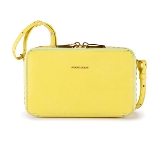 Piquadro | Bags | Piquadro Womens Yellow Blue Trim Leather Double Zip ...